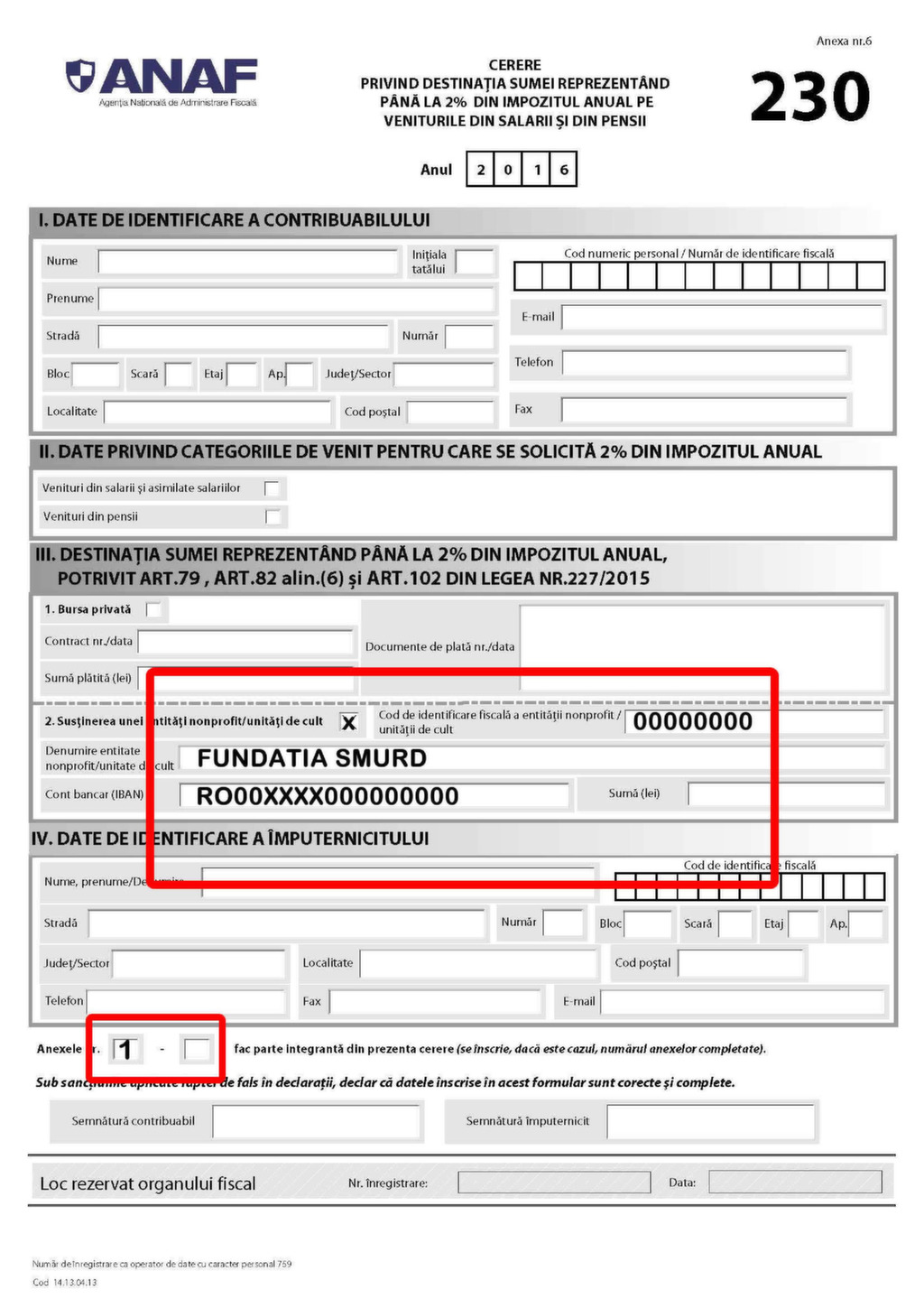 Exemplu de completare a formularului 230 ANAF, pentru un ONG si ...